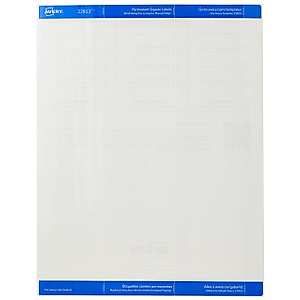 Avery Printable Blank Square Labels, 2" x 2", Glossy Crystal Clear, 120 Customizable Labels (22853)