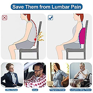 LOVEHOME Lumbar Support Pillow for Chair and Car, Back Support for Office Chair Memory Foam Cushion with Mesh Cover for Back Pain Relief - Pink