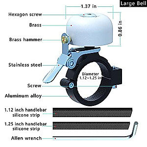 Greallthy Bike Bell Classic Brass Bicycle Bell,Bike Bells for Adults Kids,Loud Sound Bicycle Bell Fit for 0.87-1.25in/22.2-31.8mm Bicycle Handlebars,Road Mountain Bike Accessories.