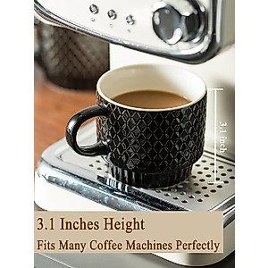 Gomakren Coffee Mugs Set of 4, 13 Ounce Stackable Coffee Mug Set with Stand, Stoneware Coffee Cup with Spoon for Coffee, Milk, Tea, Cocoa, Black