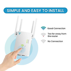 WiFi Range Extender - Coverage up to 1200 Sq ft, 1200Mbps Dual Band AC, Verratek DB-1200 WiFi Extender, Wireless Internet Signal Booster, Repeater, One Touch WPS Setup to Extend Range of WiFi Internet