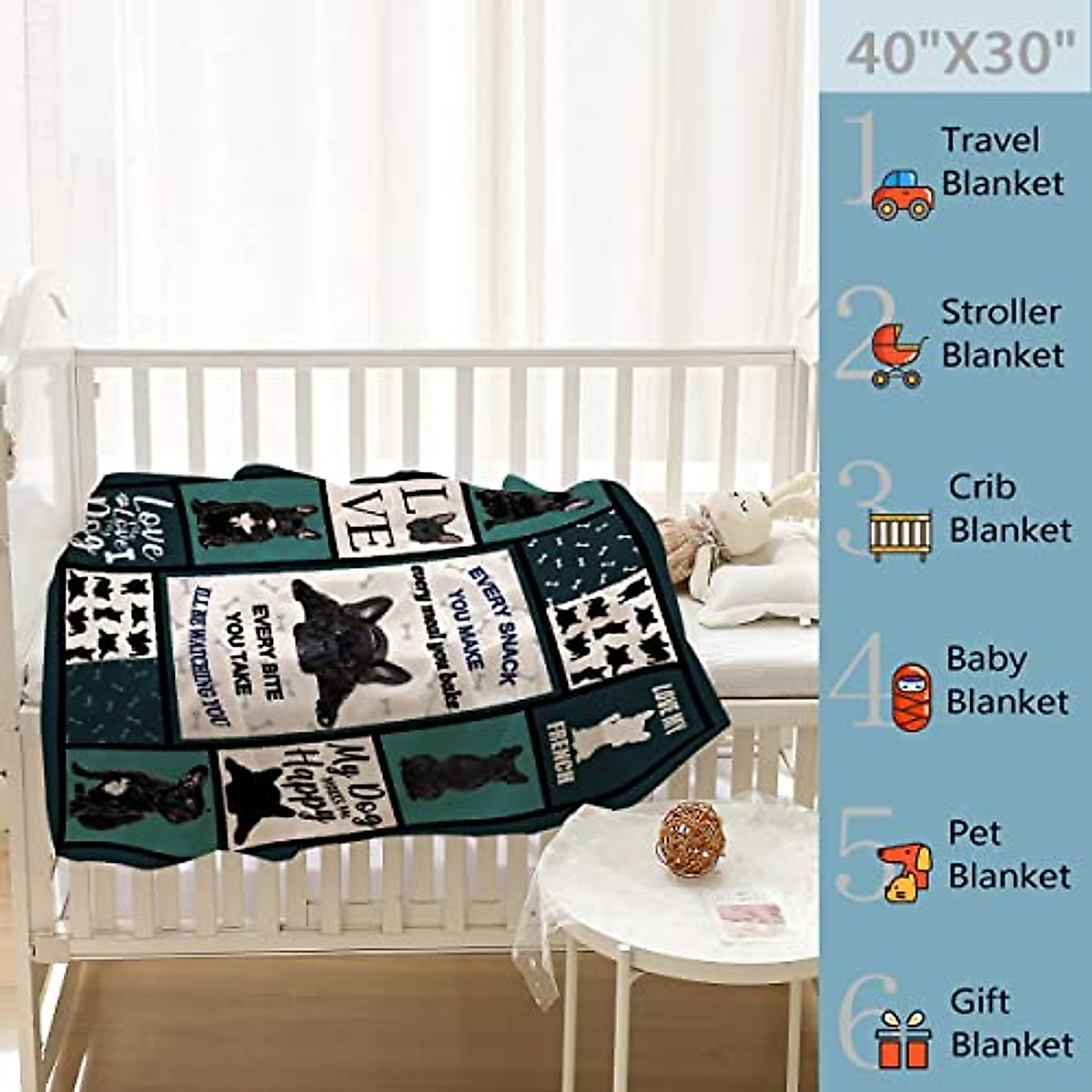 French Bulldog Throw Blanket - ​Super Soft Flannel Fleece Blanket for Gifts,Bedding Quilt Home Decor for Couch Sofa Bed All Season 30"x40" for Toddlers Pets