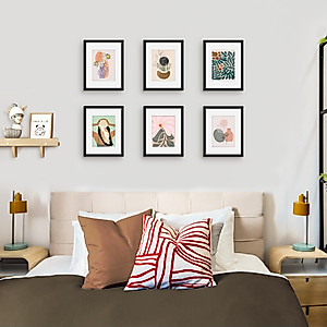 Picrit 8.5x11 Picture Frame Set of 12, Display 6x8 with Mat or 8.5 x 11 Without Mat, Photo Frames for Wall Mounting or Table Top Display, Black.