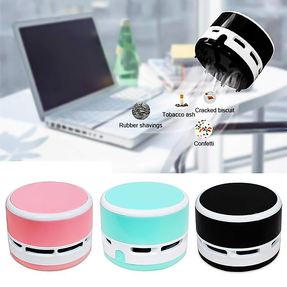 iSuperb Desktop Vacuum Cleaner Portable Keyboard Sweeper Mini Crumb Vacuum Cleaner Table Food Rubber Crumb Dust Remover Cleaner for Home, Office, Cars - No Battery Included (Black)