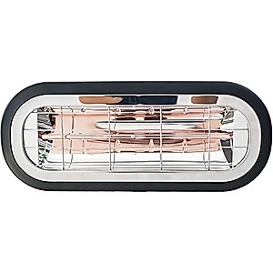 Hanover 16.5'' Electric 1500W Halogen Heat Lamp with Ceiling/Wall-Mount Bracket, Powerful Heating for Outdoor Areas up to 122 Sq.Ft., Ideal for Porch, Garage, Workshop, Black