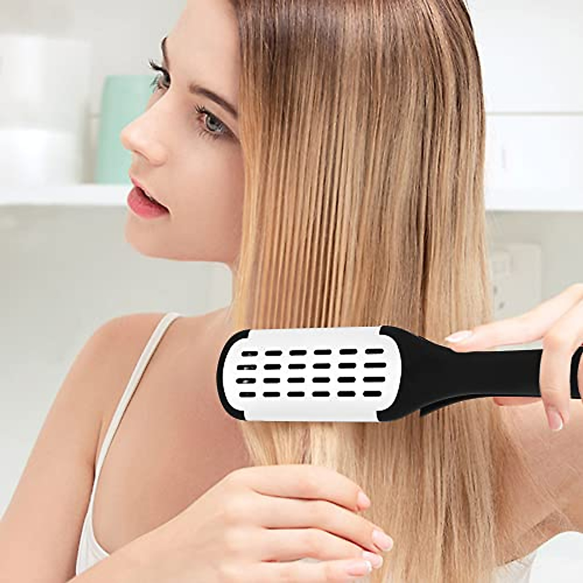 CCbeauty Boar Bristles Double Sided Brush, Hair Straightener Brushes Comb, Stimulates Scalp, Reduces Frizz, Prevents Oil Build-Up, Gives Hair Shine, Naturally Conditions Hair, 140g, Glossy White