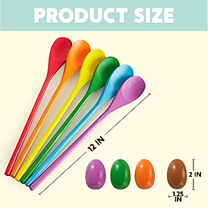 JOYIN 24 PCS Easter Egg and Spoon Race Game Set, 12 Players Carnival Game for Kids & Family Activity Holiday Outdoor Yard Easter Egg Hunt Birthday Party Lawn