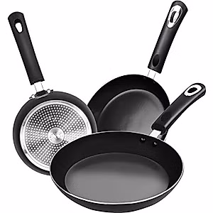 Utopia Kitchen Nonstick Frying Pan Set - 3 Piece Induction Bottom - 8 Inches, 9.5 Inches and 11 Inches (Grey-Black)