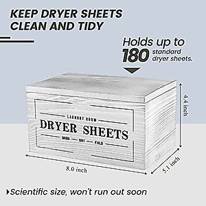 Cute Farmhouse Dryer Sheet Holder Dispenser with Hinged Lid Laundry Room Decor, Dryer Sheet Container Fabric Softener Dispenser Space Saving for Laundry Organization/Storage,Grey