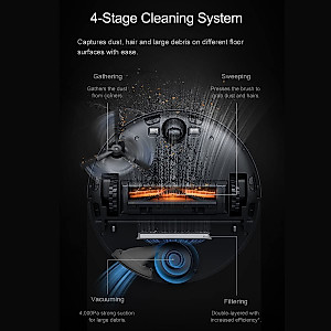 Dreametech L10 pro Robot Vacuum Cleaner,Lidar Navigation,4000Pa Suction Robotic Vacuum Cleaner with Mapping,Ideal for Pet Hair,Carpets (Black)