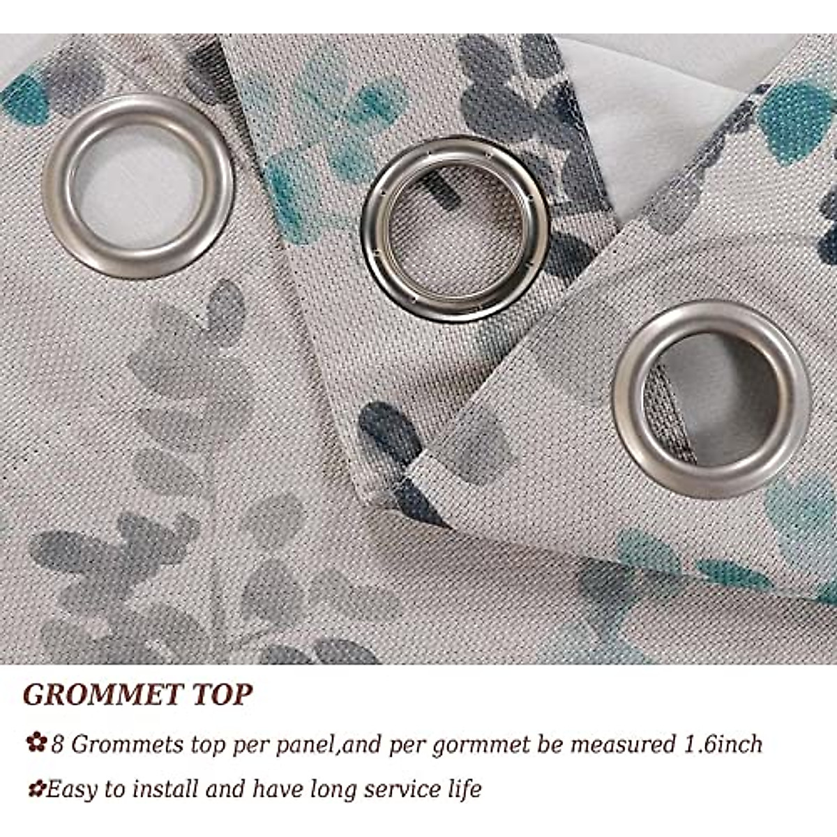 STACYPIK Farmhouse Elegant Floral Blackout Curtains Living Room Thick Linen Thermal Insulated Boho Drapes 96 Inches 2 Panels,Grommet Room Darkening Curtains Works for Window Heavyweight Curtains