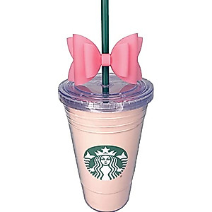 Bow Straw Topper, Silicone Jelly Straw Topper (Baby Pink), 3.5in x 1in x 2in