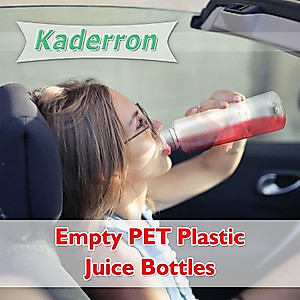Kaderron 40pcs 12oz Plastic Juice Bottles with Caps, Empty PET Disposable Plastic Bottles, Clear Bulk Drink Containers with Black Tamper Evident Lids for Juicing, Drinking and Other Beverages