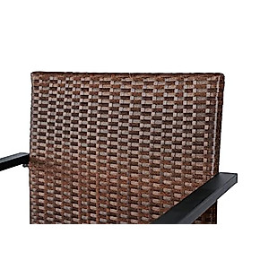 BTEXPERT Two Tone Brown Outdoor Patio PE Rattan Wicker Set of 2 Chairs for Garden Dining Firepit Lawn Backyard Porch Deck Armrest Frame, Steel Conversation Accent Furniture armchairs