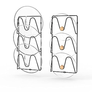 SGOOOD 2 Pack Pot Lid Organizer Rack - 3 Tier Pot Lids Holder No Drilling Adhesive Wall Mounted Lid Rack for Kitchen Cabinet Door Mounted Pot and Pan Covers Holder Rack, Black