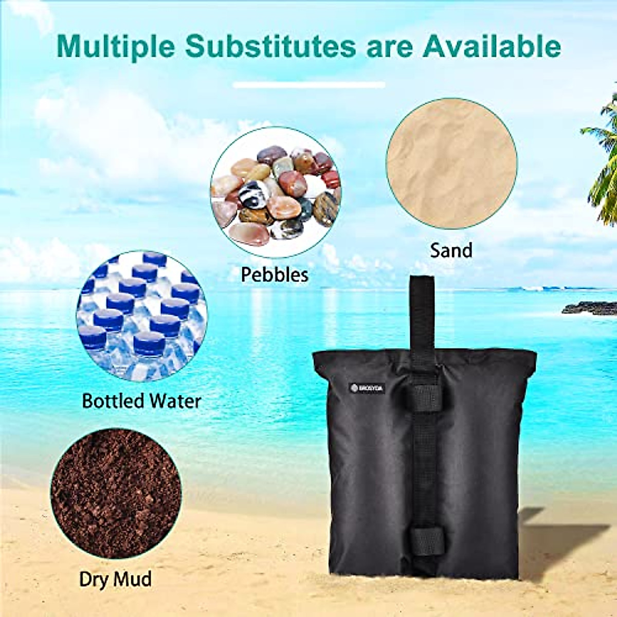 Brosyda Canopy Weights Sand Bags, Canopy Weights 112 LBS Gazebo Tent, Applicable to Pop Up Tent Gazebo Canopy Outdoor Sun Shelter Umbrella (4-Pack, 16"×16", Without Sand)