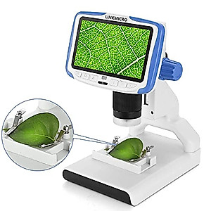 Microscope for Kids LINKMICRO 5" LCD Portable Digital Microscope 200X Microscope Kit for Kids 8-12 Photo/Video Sample Slides Included STEM Tool Gift for Boys and Girls