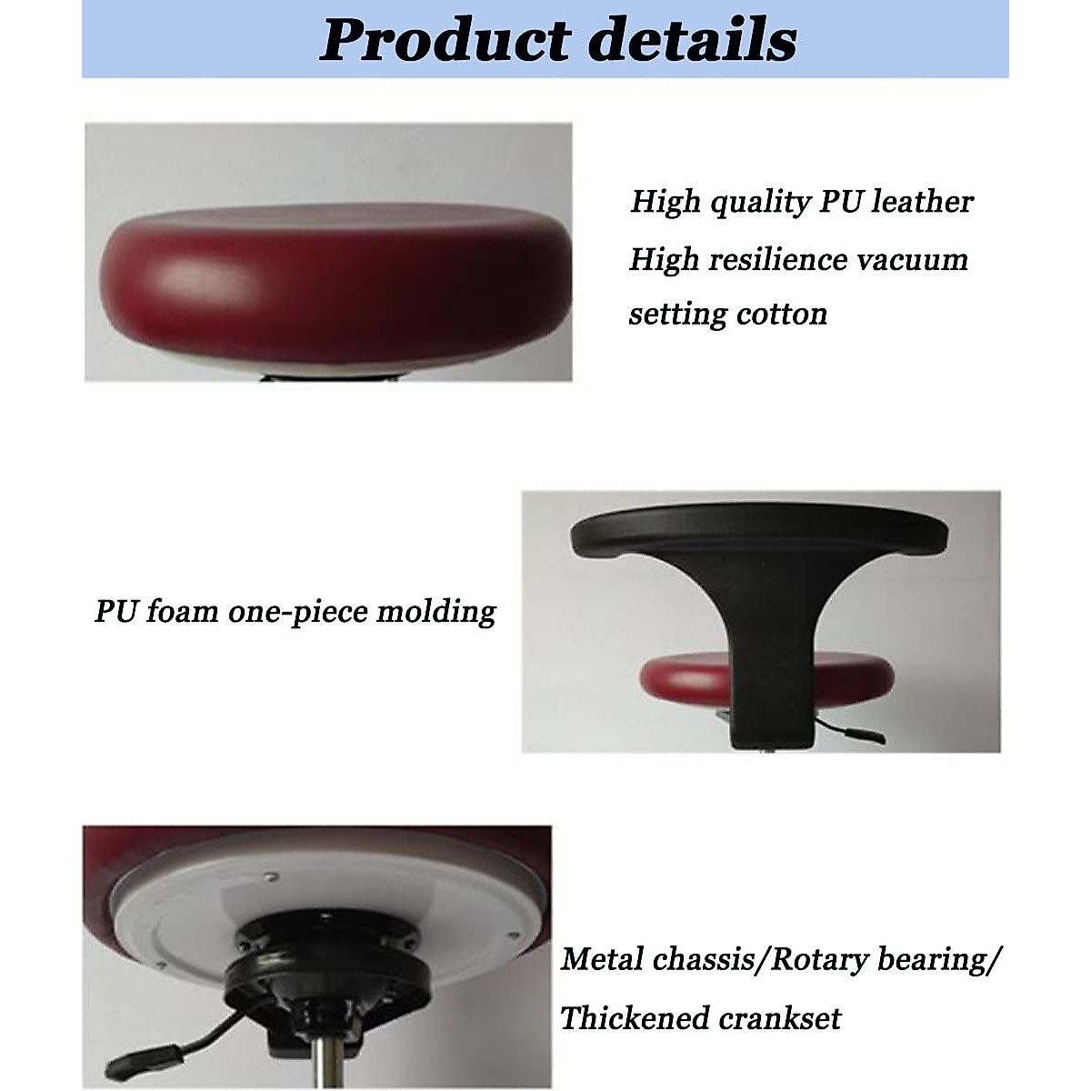 GUNEL Medical Dental Rolling Stool with Backrest, Ergonomic Dentist Chair Lab Seats Adjustable 360 Degree Swivel PU Leather Lift Chair Assistant Stool Chair (Color : Red)