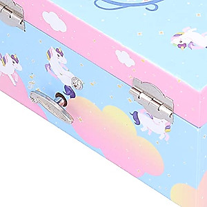 Wene Musical Jewelry Box, Unique Music Storage Box Exquisite Multifunction for Organizing Small Daily Items for Kids Girl for Birthday Children(D music box)