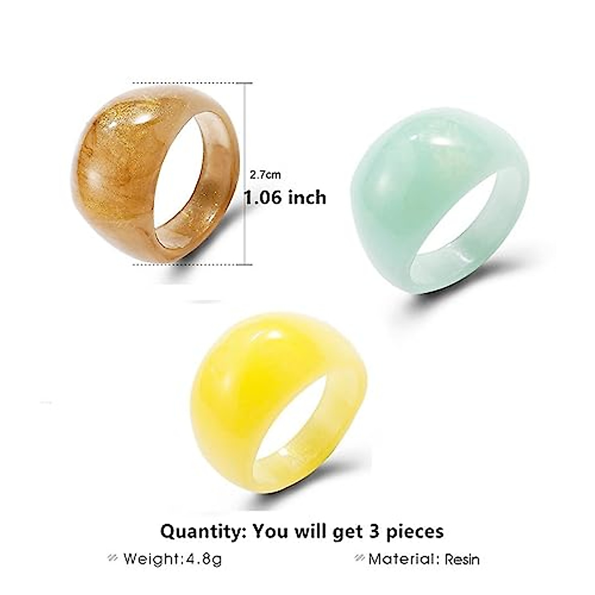 MOKAVIKY 25 Acrylic Resin Chunky Rings Set for Women Cute Rings (Brown Set)