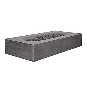 Pyromania Alchemy Outdoor Concrete Fire Pit Table, 60 x 30 Inches - Natural Gas Model in Slate Gray Color