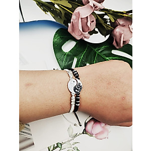 INENIMARTJ 4Pcs Yin Yang Matching Dragon Bracelet Necklaces Set for Women Men,Yin Yang Couple Bracelet Pendant Necklaces for Bff Best Friend (C 4P)