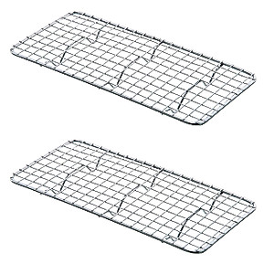 TrueCraftware Set of 2 Third Size Rectangular Chrome-Plated Wire Pan Grate 5"x 10" -Fits Third Size Sheet Cookie Pans Cooling Rack for Baking and Cooking