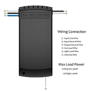 Smart WiFi Fan Switch Ceiling Fan and Light Remote Control Kit, WiFi Fan Controller Compatible with Alexa Google, Phone APP Control, No Hub Required, Universal Ceiling Fan Light Remote Control