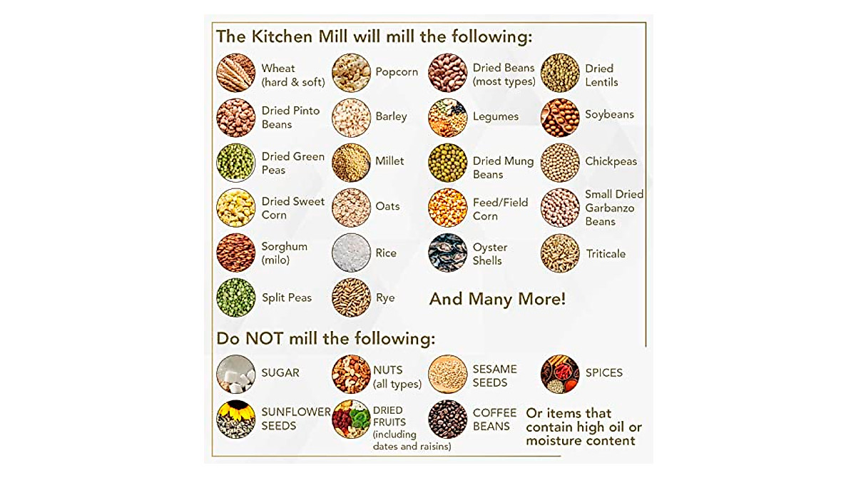 The Kitchen Mill Electric Grain Mill - Fast & Durable Home Flour Maker