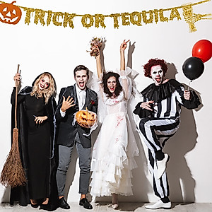 Bestus Trick or Tequila Halloween Decorations Banner - Adult Halloween Party Supplies Sign
