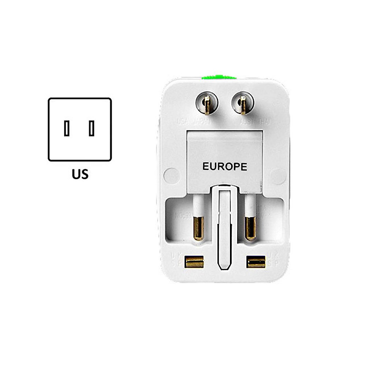 T POWER - Universal World Wide Travel Plug Adapter - White Electronics Worldwide AC Outlet Plugs Adapters for Europe, UK, US, AU, Asia-Blue