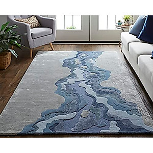 Feizy Serrano Modern Viscose Rug, Blue/Gray, 8' x 10' Area Rug