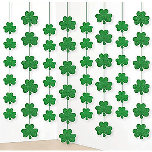 jollylife 12PCS St. Patrick’s Day Shamrock Decorations - Lucky Irish Party Hanging Ornaments Garland Cutouts
