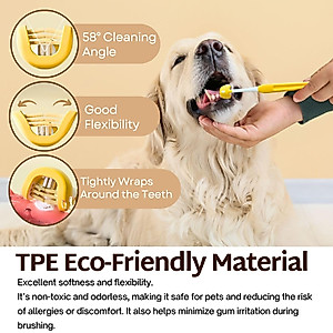 Pilopgaso Dog Tooth Brush 6Pack Dog Toothbrush Kit 3 Sided Pet Toothbrush Horizontal Head Cat Toothbrush Dental Care Toothbrush for Dogs Cats Silicone Small Dog Toothbrush for Plaque Sensitive Teeth