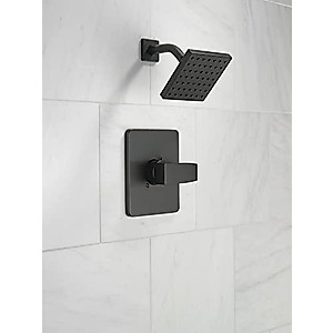 Delta Faucet Modern 14 Series Matte Black Shower Faucet, Delta Shower Trim Kit with Single-Spray Touch-Clean Black Shower Head, Matte Black T14267-BL-PP (Valve Not Included)