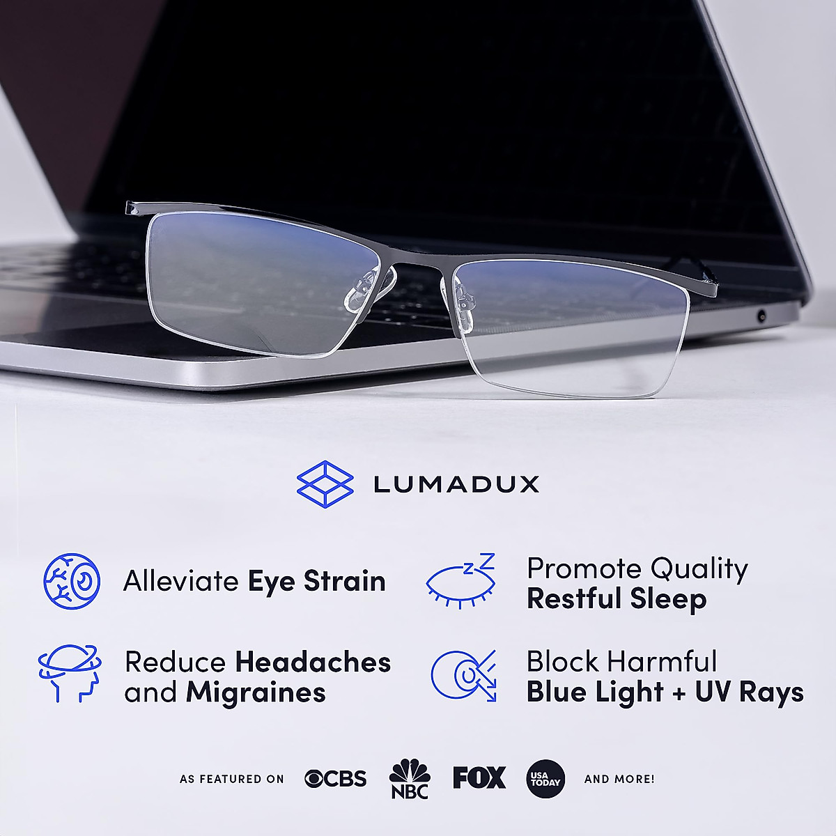 Lumadux Computer Blue Light Glasses Men Blocking for Reading, Eye Strain Headaches and Blurry Vision | Blocker Gaming Glasses (Titanium Black, 1.5, x)
