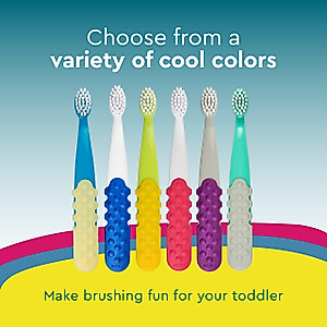 Radius Totz Plus Brush Kids Toothbrush Silky Soft BPA Free ADA Accepted Designed for Delicate Teeth & Gums for Children 3 Years & Up - WhiteBlue - Pack of 1