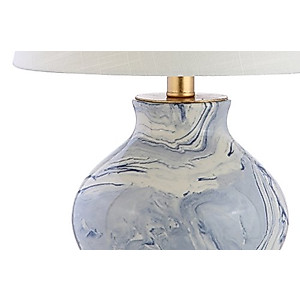 JONATHAN Y JYL3007A Holly 20.5" Marbleized Ceramic LED Table Lamp Contemporary Classic Bedside Desk Nightstand Lamp for Bedroom Living Room Office College Bookcase LED Bulb Included, Blue/White
