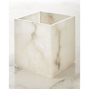 Kassatex Alabaster Wastebasket, White
