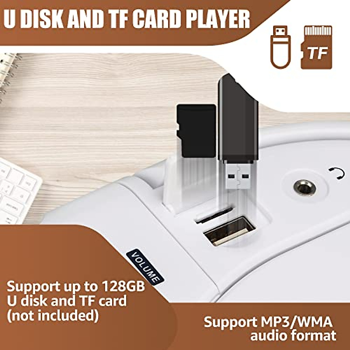 Retekess TR621 CD and Cassette Player Combo, Portable Boombox AM FM Radio, MP3 Player Stereo Sound with Remote Control, USB, TF Port, for Family(White)