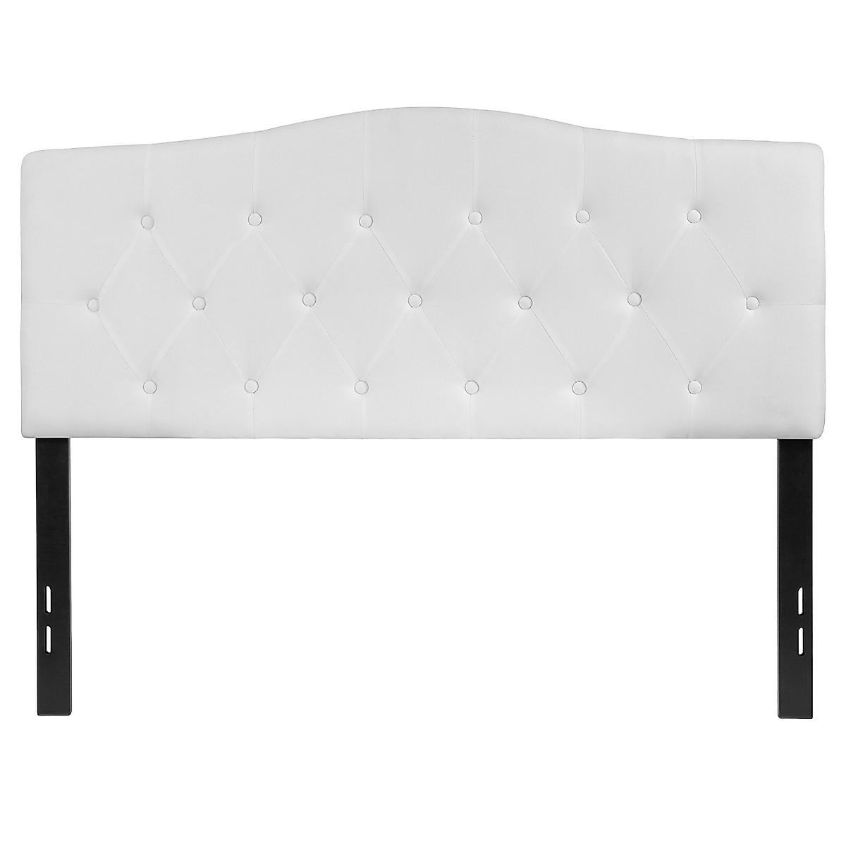 EMMA + OLIVER Tufted Upholstered Full Size Headboard in White Fabric
