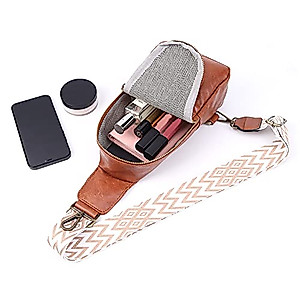 Women Chest Bag Sling Bag Leather Crossbody Bag Female Satchel Daypack Waist Shoulder Sling backpack for Travel Work school