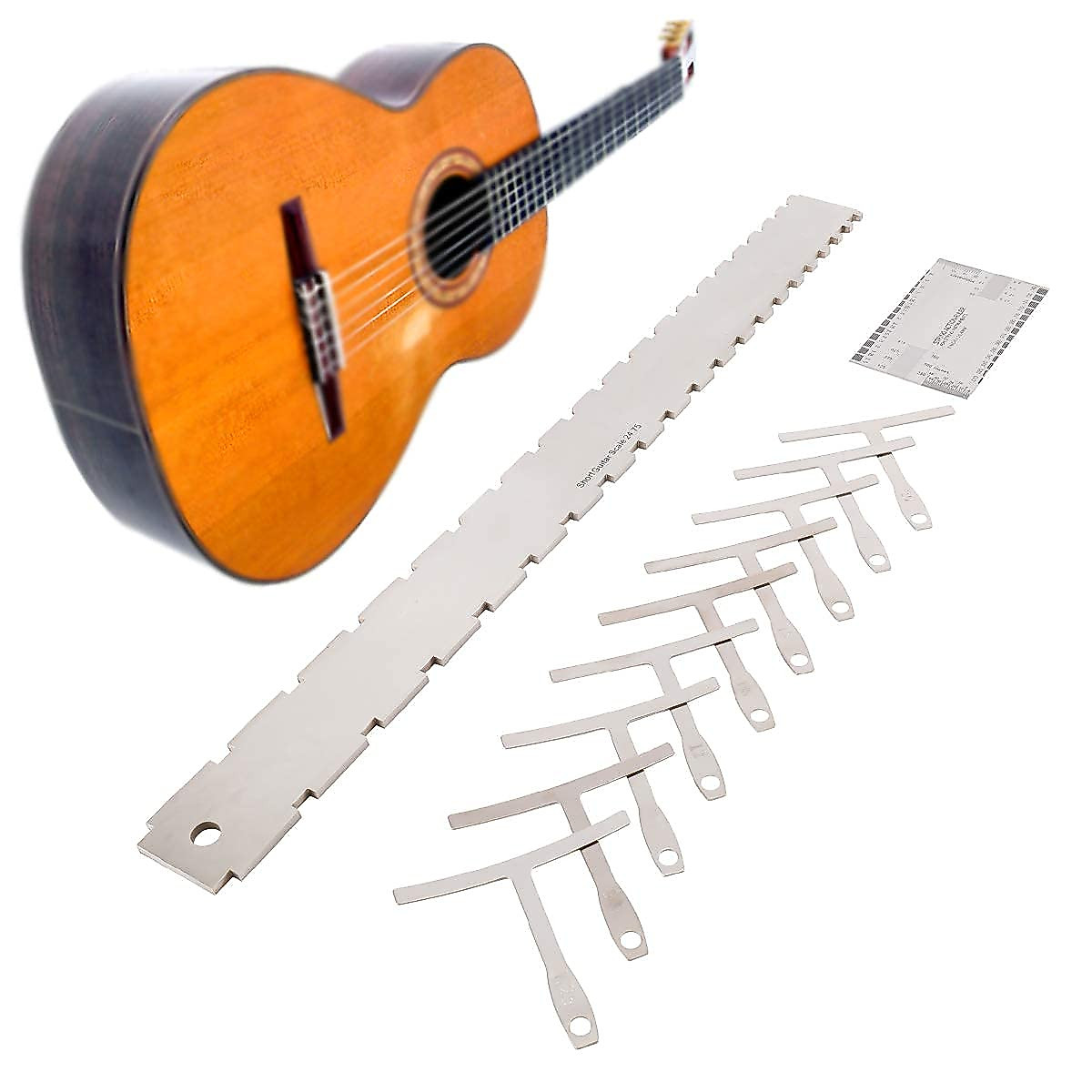Toolly Guitar Notched Straight Edge Luthier Tools, String Action Gauge and Radius Gauge Guitar Setup Tools