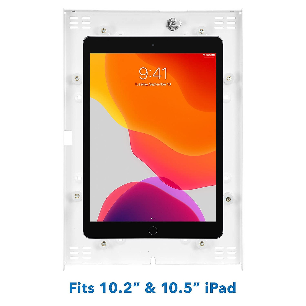 Mount-It! Anti-Theft iPad Floor Stand | Contact-Less iPad Floor Kiosk | Adjustable Locking Secure iPad Floor Mount with Document Tray for iPad 10.2 and 10.5, White