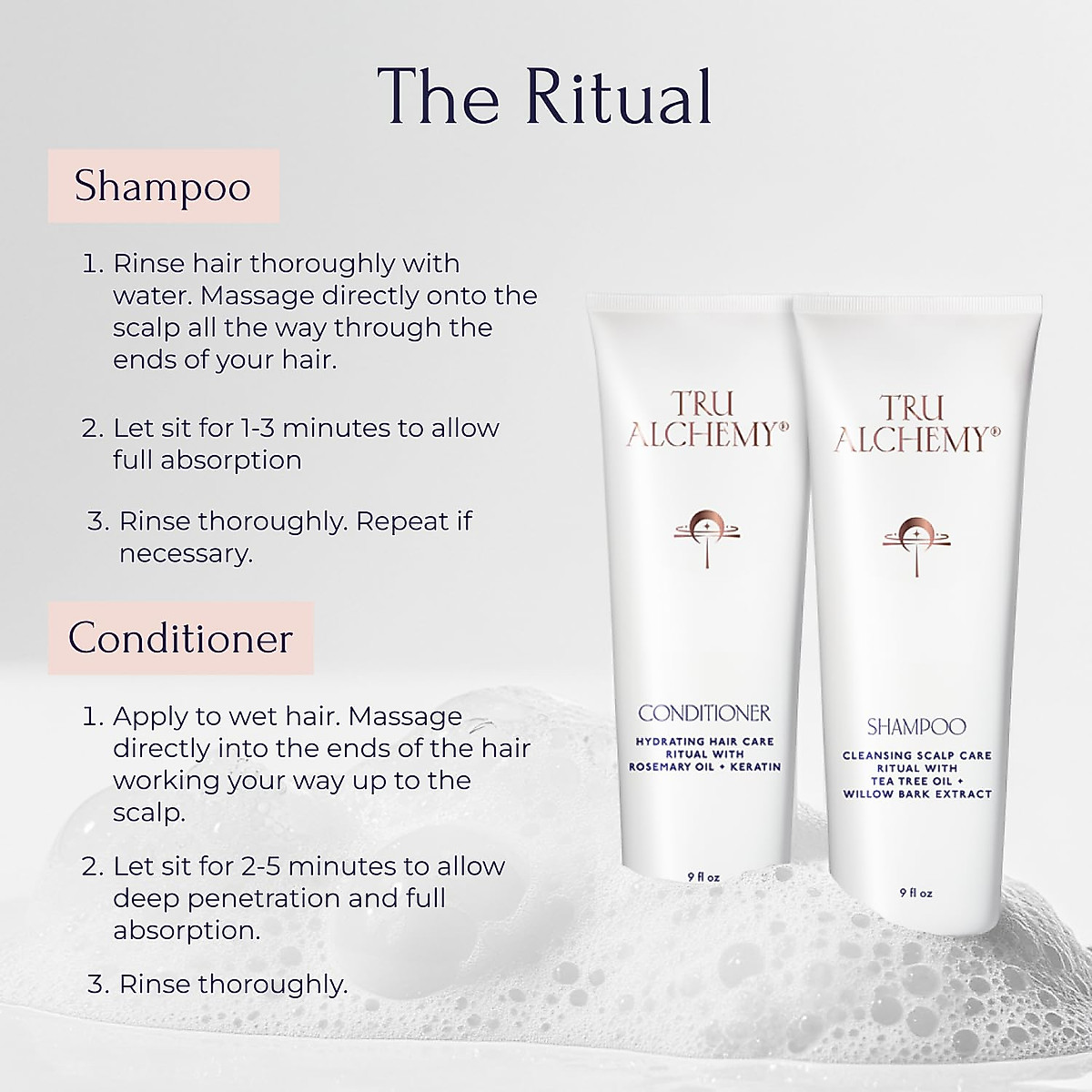 Tru Alchemy Shampoo & Conditioner - Best Shampoo and Conditioner for Dry Damaged Hair - Speed Up Hair Growth and Boost Volume, 9 fl oz.