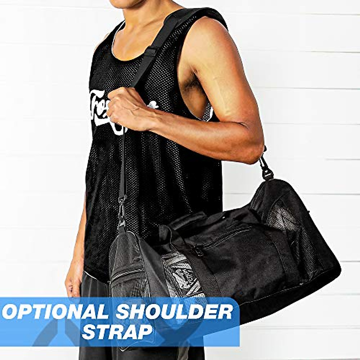 Longevity Gear Duffle Mesh Bags With Bottle Pocket, Breathable Duffel Bag for Sweaty Clothes and Equipment, Workout Bag, Gym Bag, Wrestling Bag, Swimmers, Active Athletes, | No More Stink