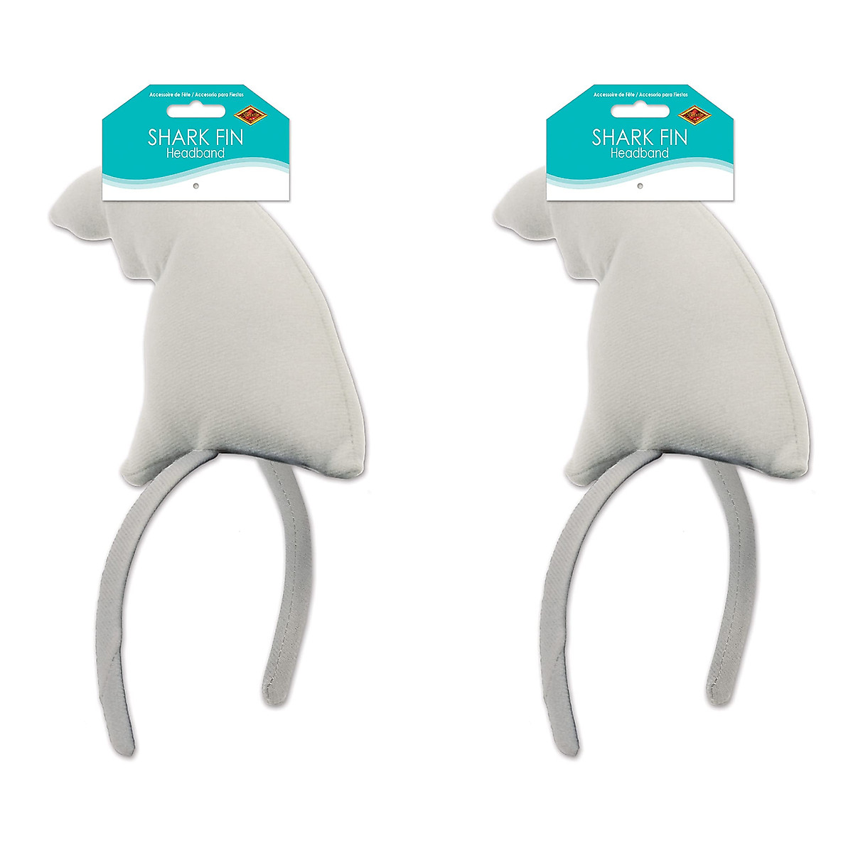 Beistle 2 Piece Plush Fabric Shark Fin Headbands Under The Sea Party Supplies, Gray, one size