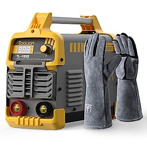 TOOLIOM 195A Stick Welder 110/220V Dual Voltage MMA Welder Hot Start Arc Force Anti-Stick Welding Machine & 16 Inches 932℉(500℃) Heat Fire Resistant Leather Mig/Stick Welding Gloves