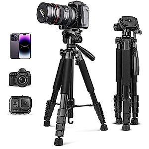 Eicaus 55 Inch Heavy Duty Tripod Stand for Cameras, Cell Phones, Projectors, Webcams, Spotting Scopes - Complete Unit for Canon, Nikon, Sony - Perfect for Phone & Camera Photography