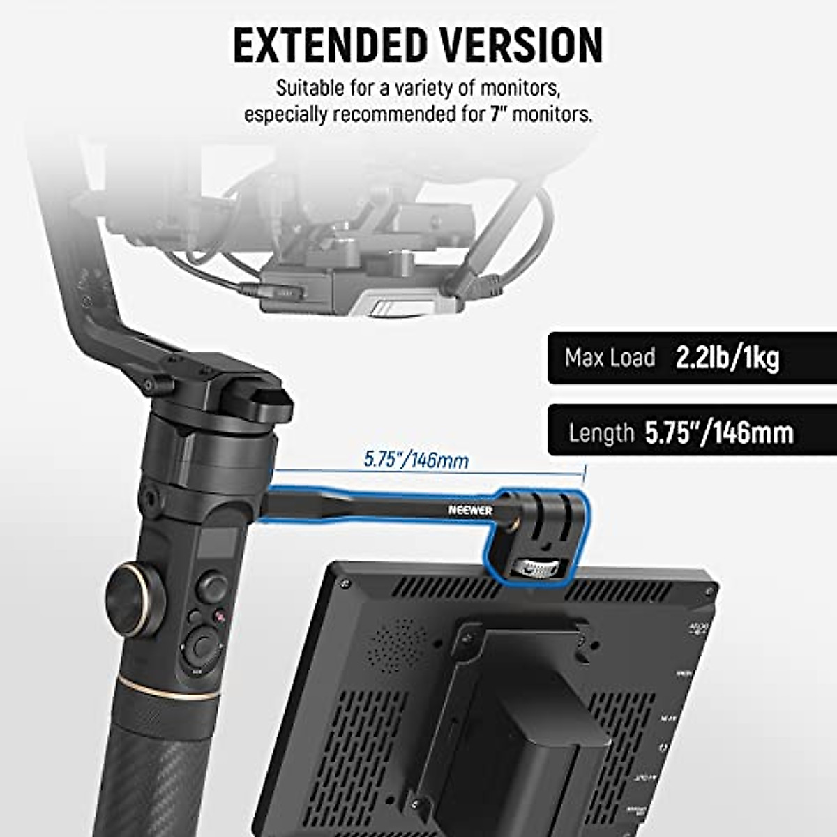 NEEWER Adjustable Field Monitor Mount, 360° Rotating Camera Monitor Mount with 1/4 Inch Thread, Compatible with DJI RS4 Pro RS3 RS2 RSC2 ZHIYUN Crane 2S Crane 3 3S WEEBILL-S MOZA Gimbals, GA005